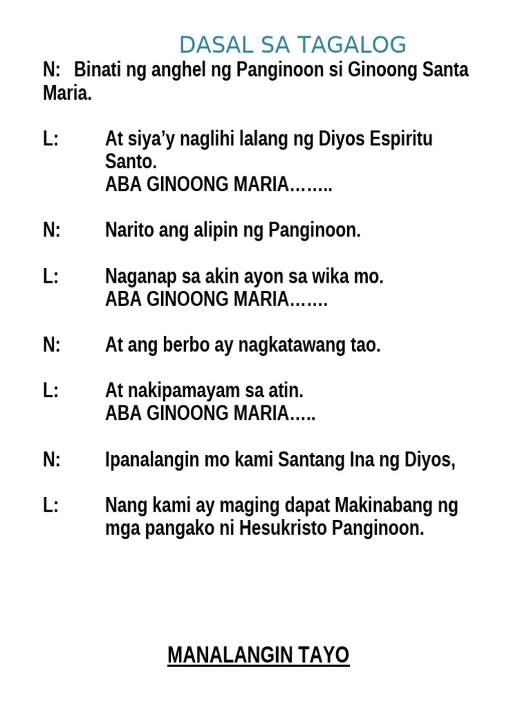 Dasal Sa Tagalog | PDF