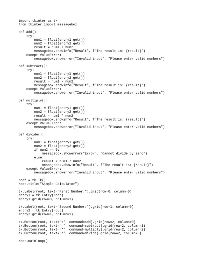 Tkinter calculator | PDF