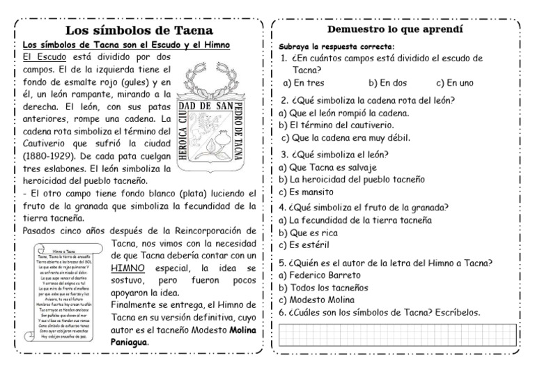 Símbolos de Tacna: Escudo y Himno | PDF | Heráldica