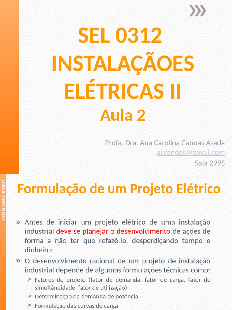 SEL 0312 - Aula2 - Cálculo de demanda | PDF | Potência (Física) | Engenharia Elétrica