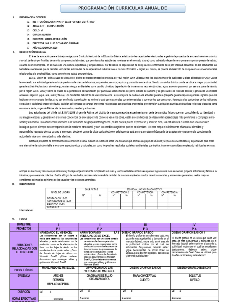 Programación Curricular 5 Computacion | PDF | Aprendizaje | Microsoft Excel