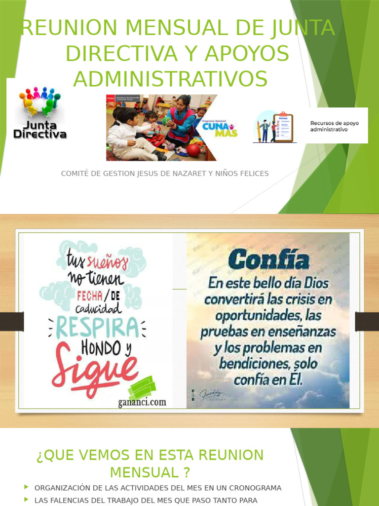 Reunion Mensual de Junta Directiva y Apoyos Administrativos | PDF
