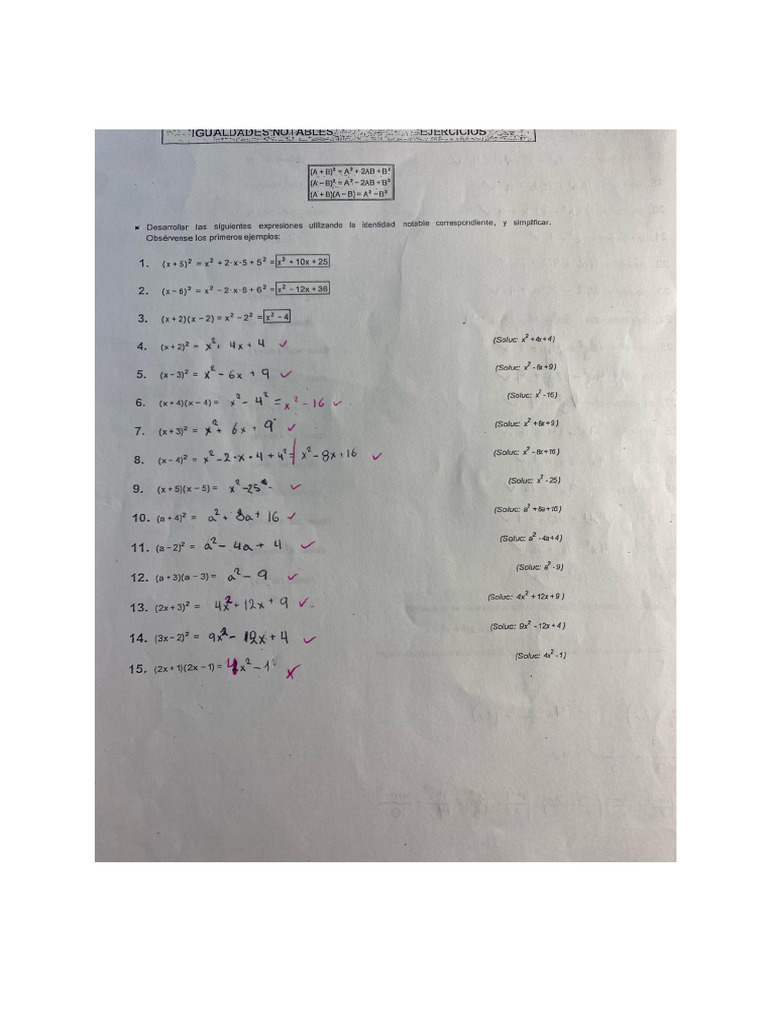 Igualdades Notables Olga Troyan | PDF