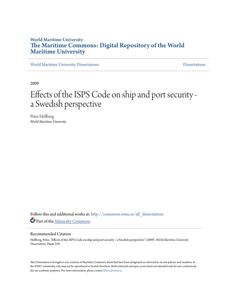 Effects of the ISPS Code on Ship and Port Security - A Swedish Pe (1 ...