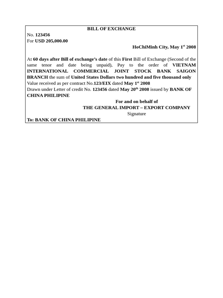 Bill of Exchange | PDF