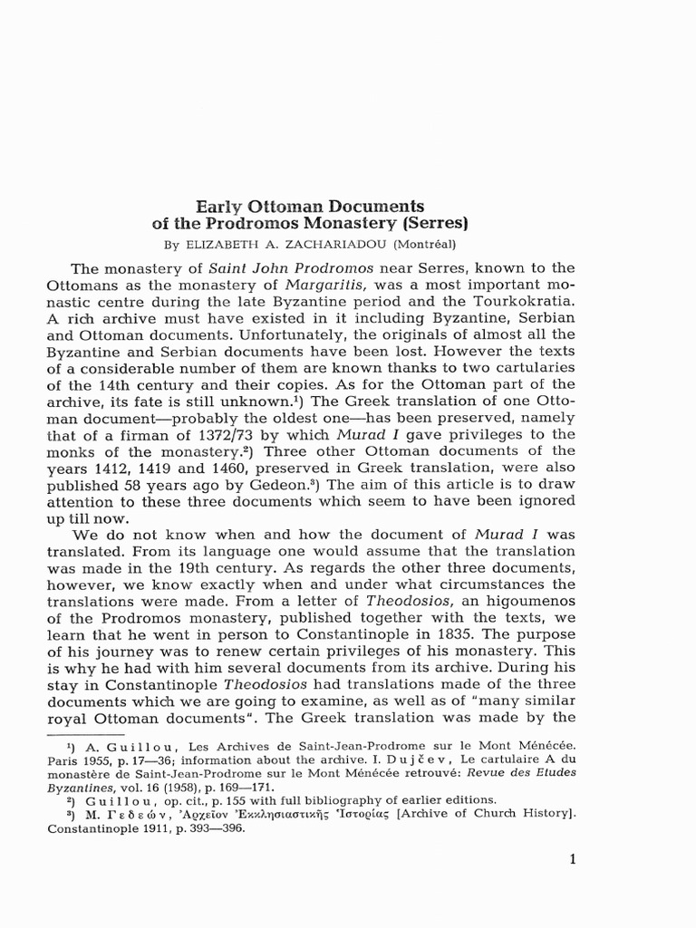 Early Ottoman Documents from Prodromos Monastery | PDF | Translations ...