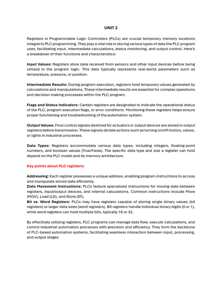 UNIT 2-2 | PDF | Programmable Logic Controller | Input/Output
