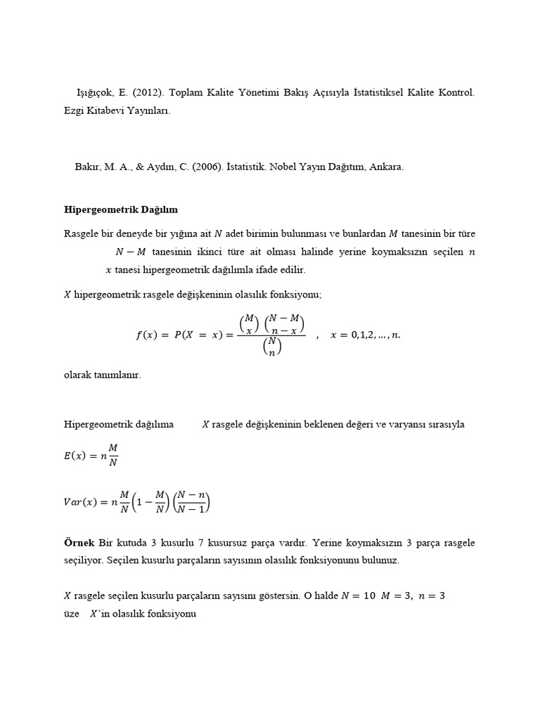 Olasilik Ve Istatistik 14 Hafta Ders Notu 1 | PDF