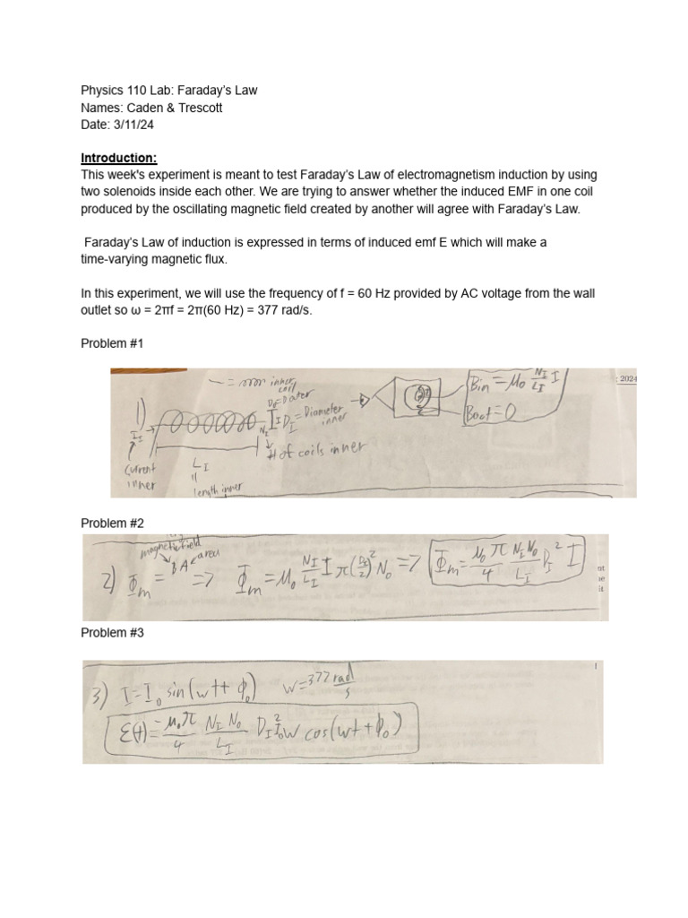 Physics 110 Lab: Faraday's Law | PDF