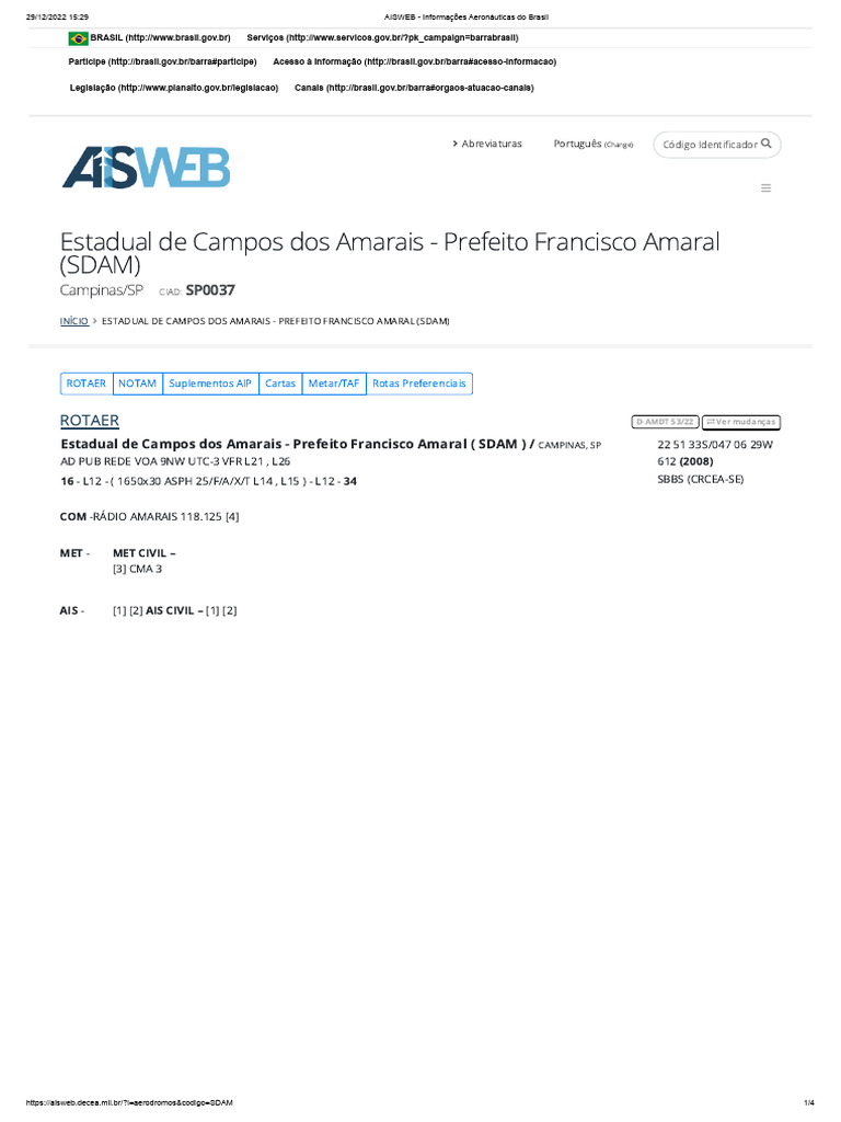 Rotaer - Aeroporto Campo Dos Amarais - Sdam | PDF | Aviação | Controle ...