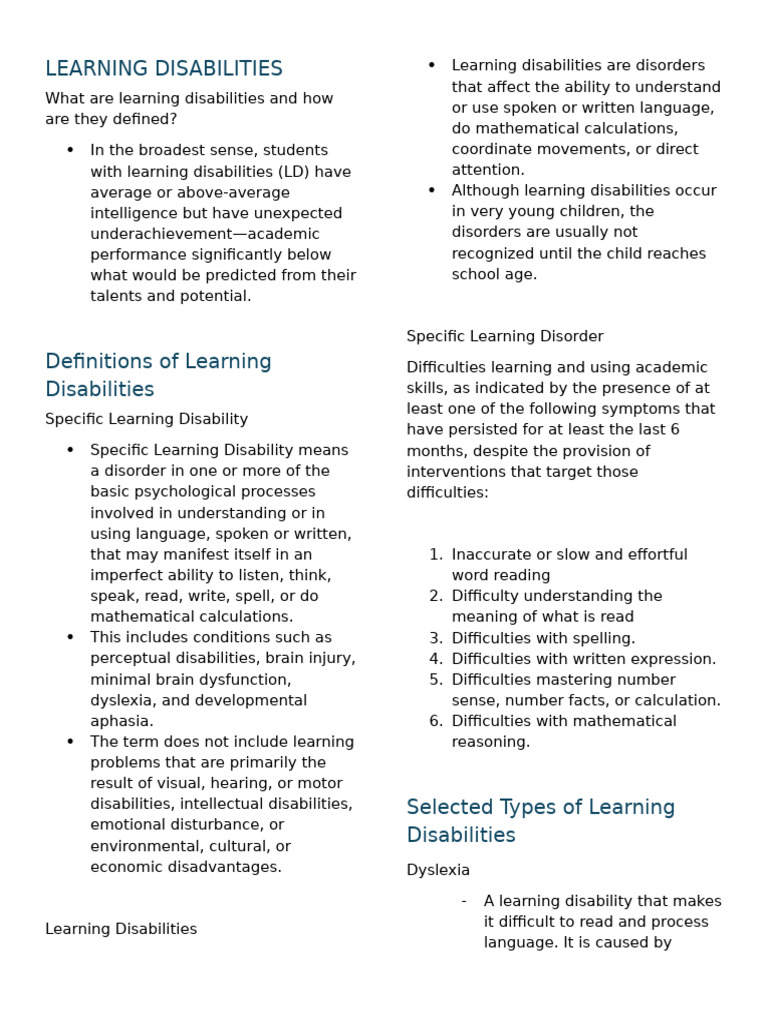 educ 104- chap 6 | PDF | Learning Disability | Dyslexia