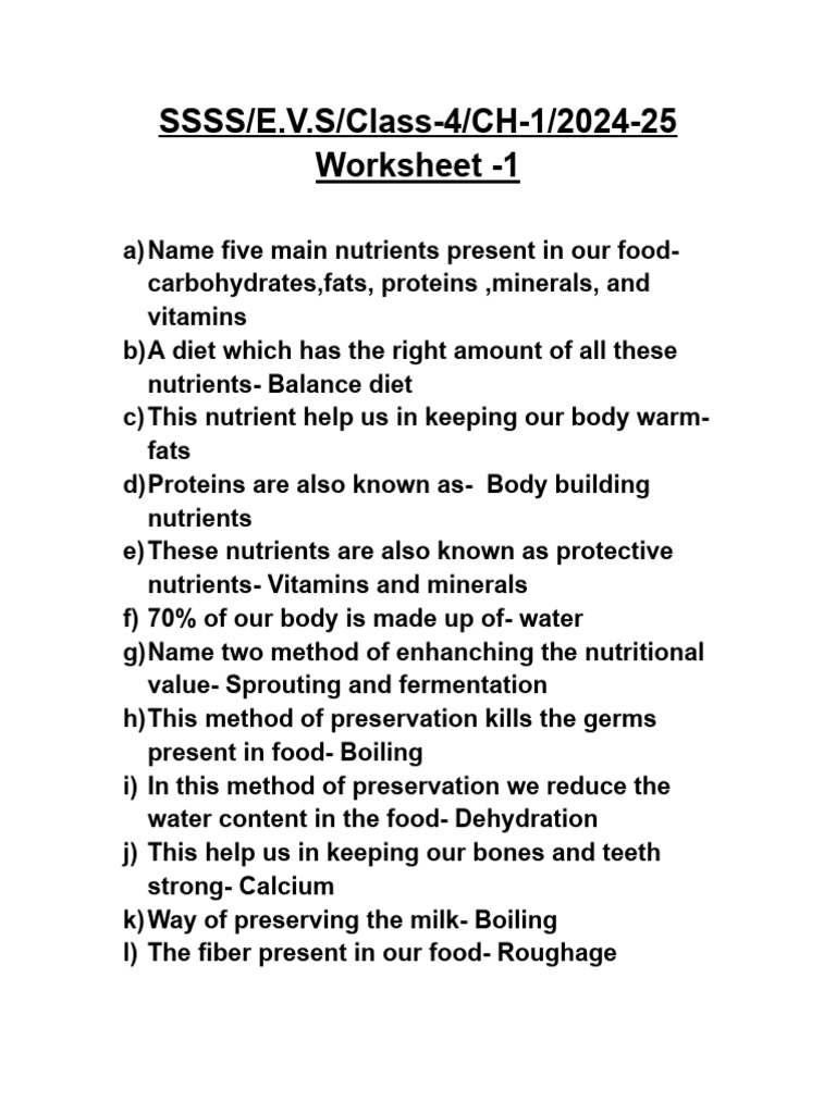 Class-4 Ch-3 Worksheet | PDF