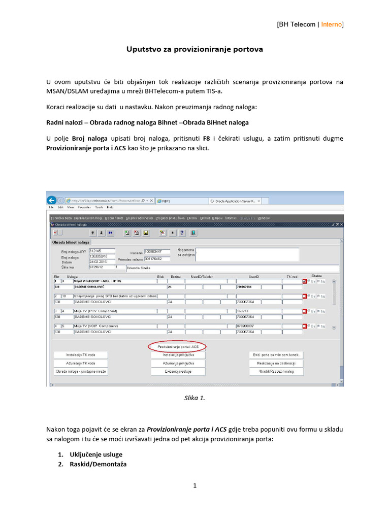 Uputstvo za provizioniranje portova | PDF