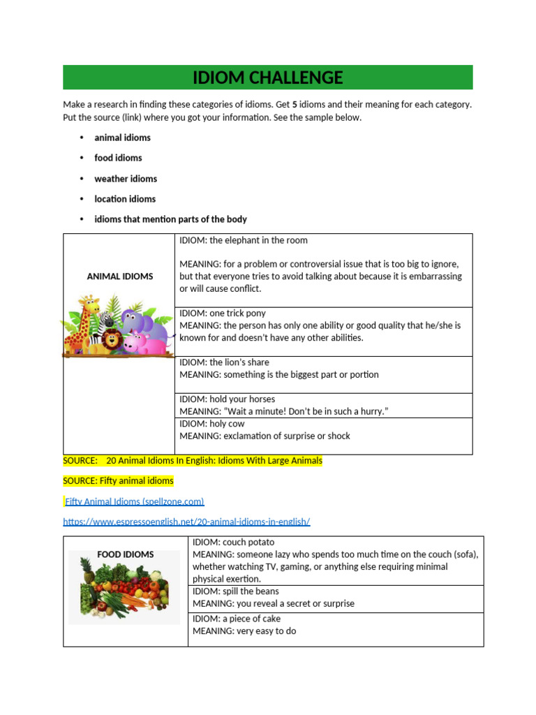 1Q_G7_IDIOM CHALLENGE aoj2425 | PDF | Idiom