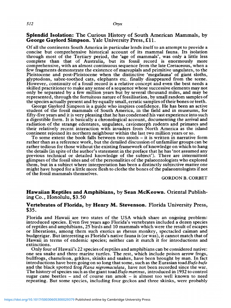 Splendid Isolation The Curious History of South American Mammals by ...