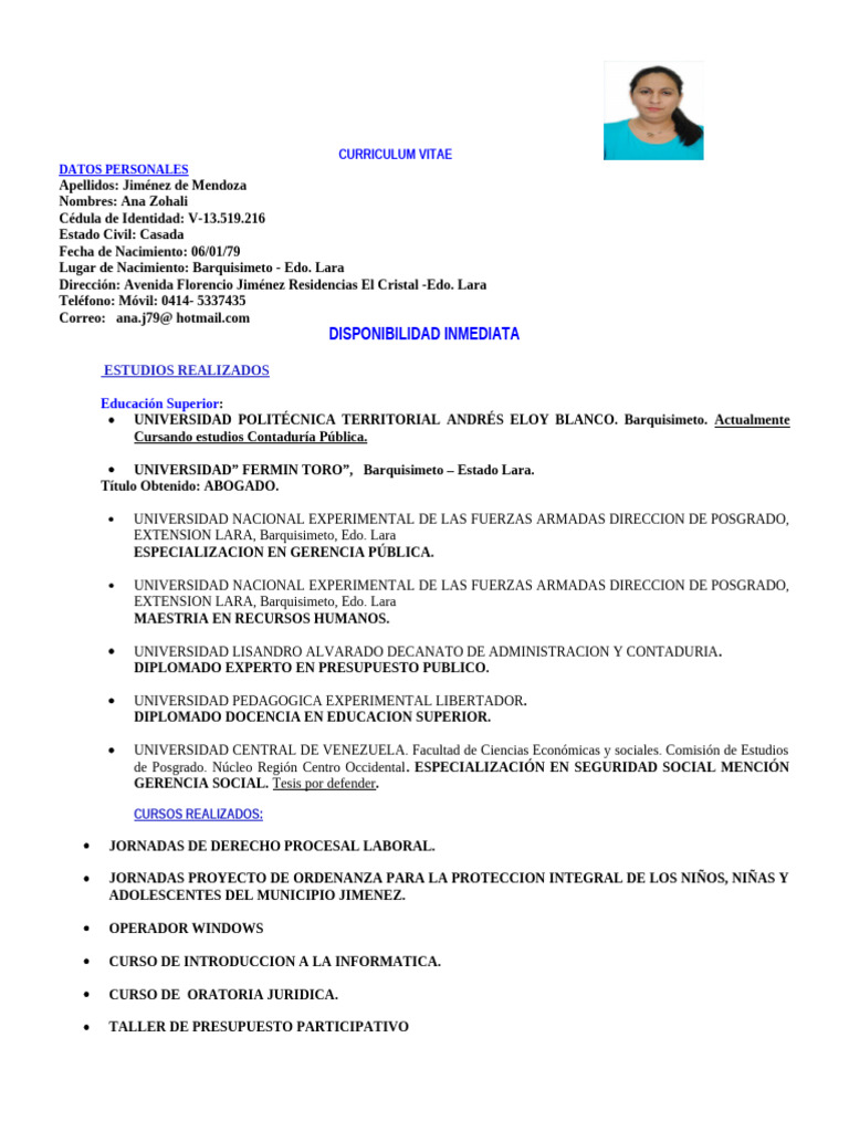 Curriculum Actualizado | PDF