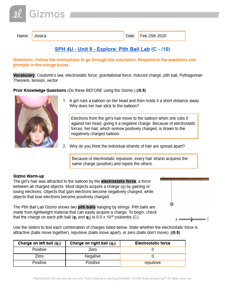 SPH 4U - Unit 9 - Explore - Gizmo | PDF | Force | Mass