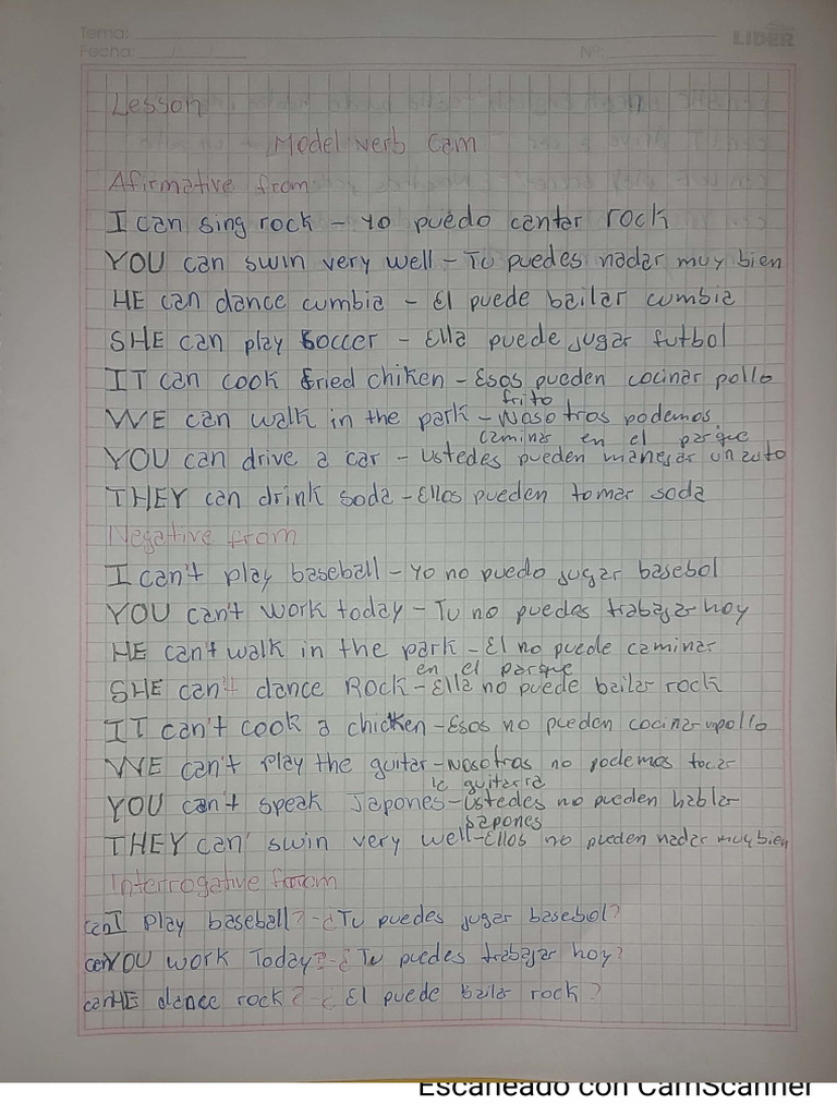 Model Verb Can | PDF