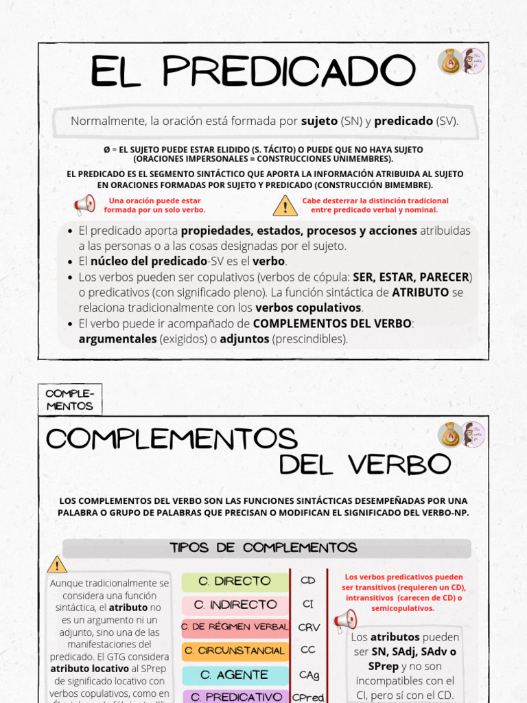 Tipos de Predicados y Complementos Verbales | PDF | Predicado ...