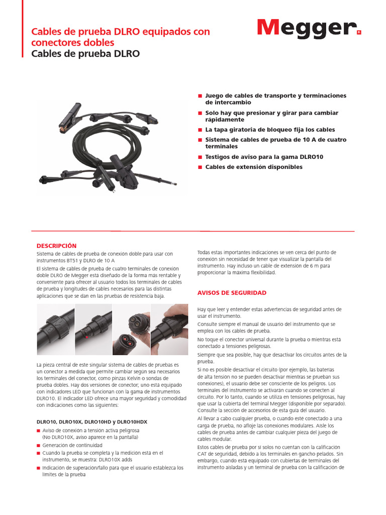 DLRO Test Leads DS Es | PDF | Conector eléctrico | Diodo emisor de luz