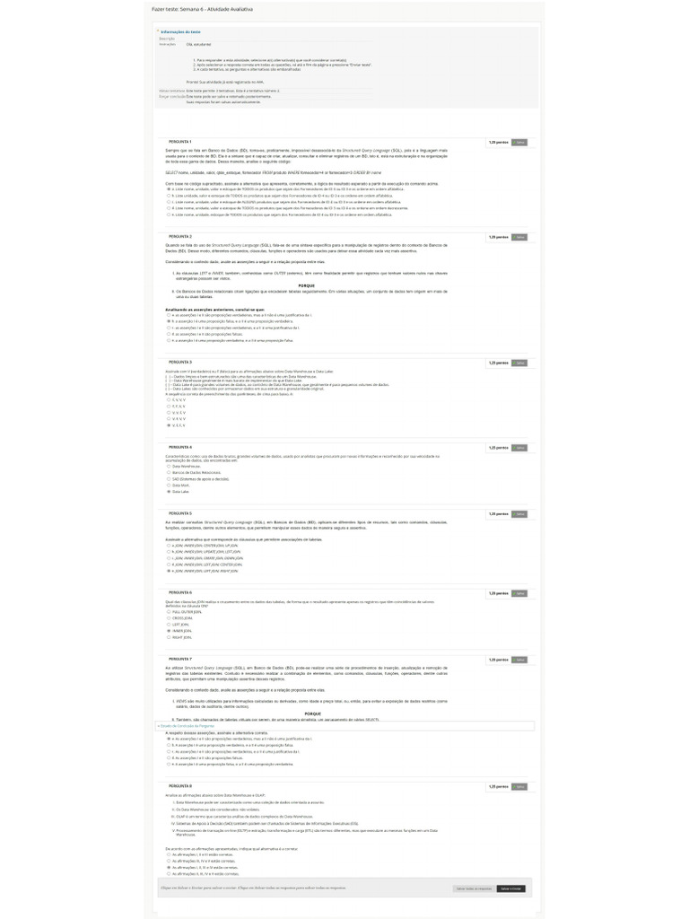 Banco de Dados Avaliativa S6 T2-1 | PDF