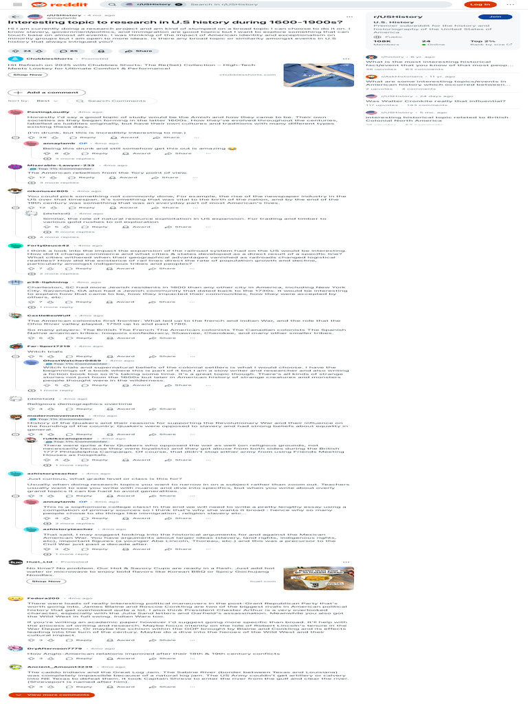 Interesting Topic To Research in U.S History During 1600-1900s ...