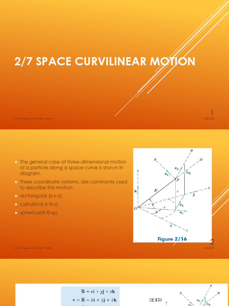 Space Curvilinear Motion Overview | PDF