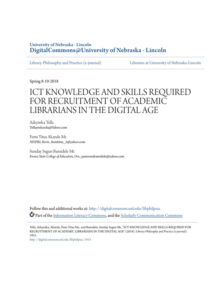ICT Skills for Academic Librarian Recruitment | PDF | Libraries | Librarian