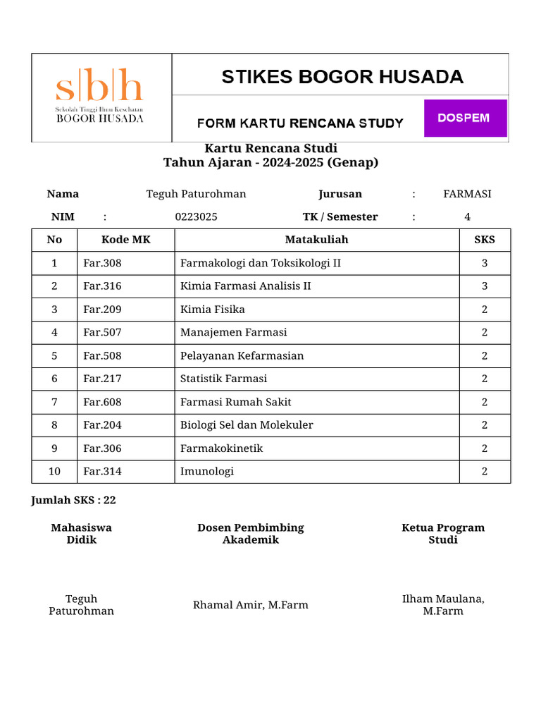 Cetak Kartu Rencana Studi (1) | PDF