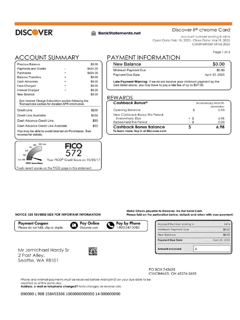 Discover Bank Statement BankStatements Net | PDF