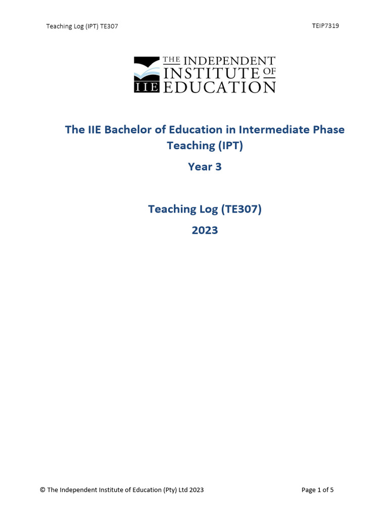 Year 3 Teaching Log for IPT 2023 | PDF | Educational Technology ...