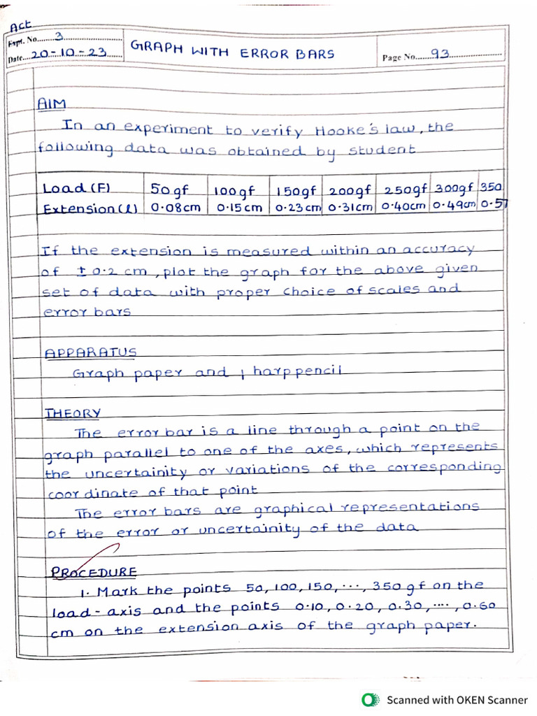 CL XI ACT - 3 (Graph With Error Bars) | PDF