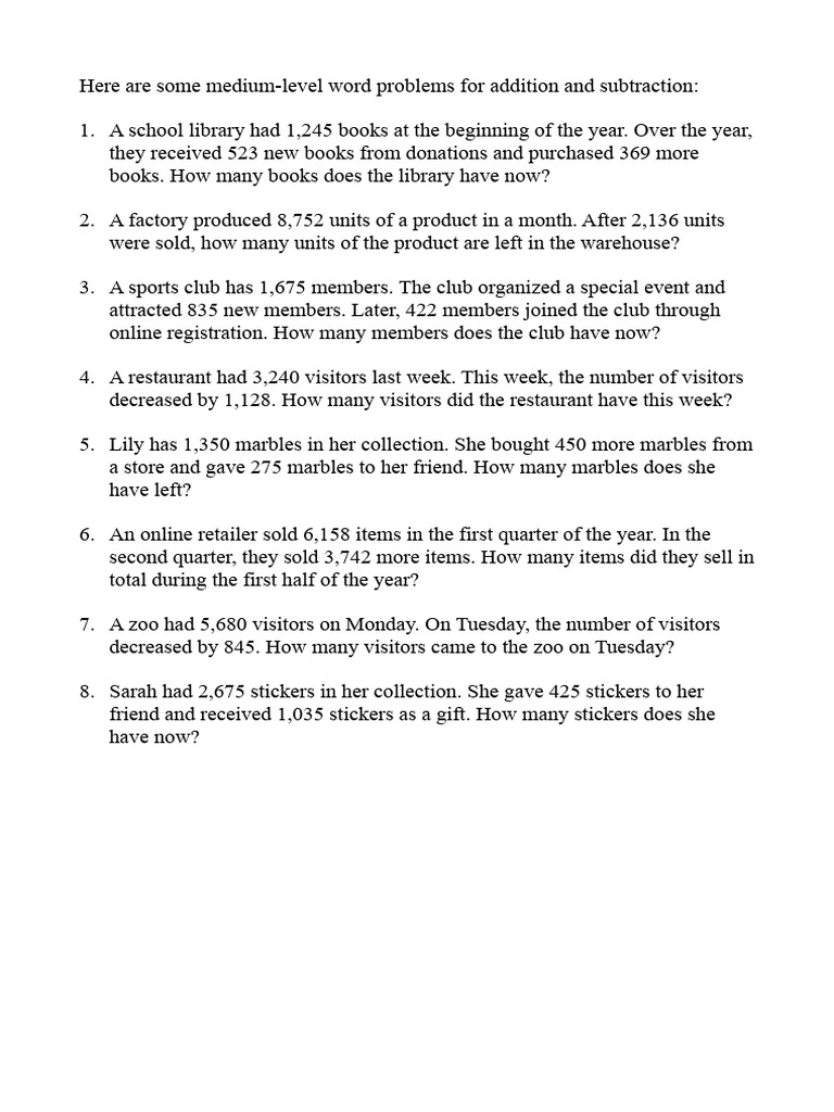 Word Problems | PDF