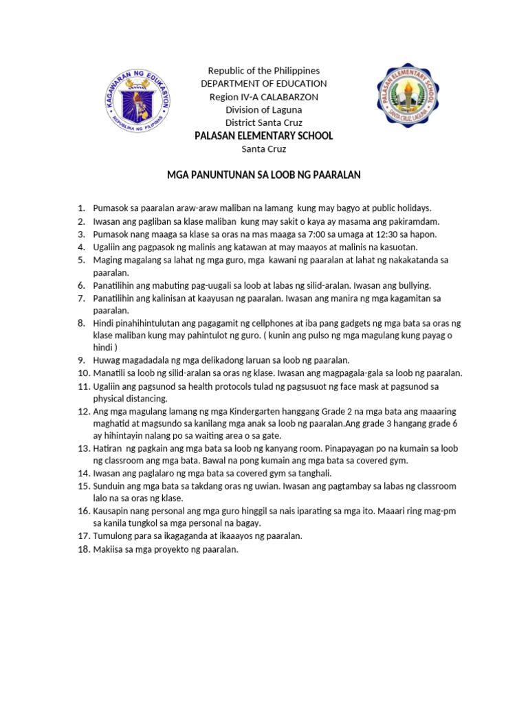 MGA-ALITUNTUNIN-NG-PAARALAN-final | PDF