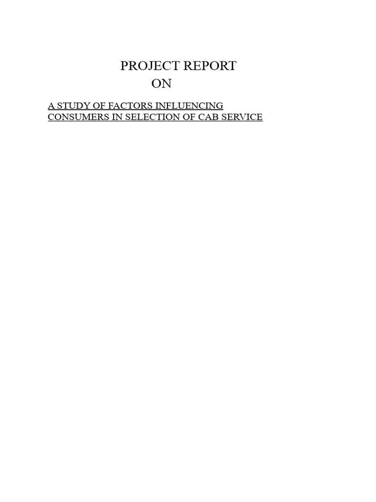 Project On Cab | PDF | Hypothesis | Consumer Behaviour