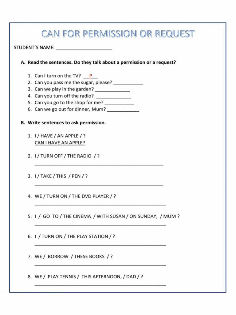 Can For Permission or Request | PDF