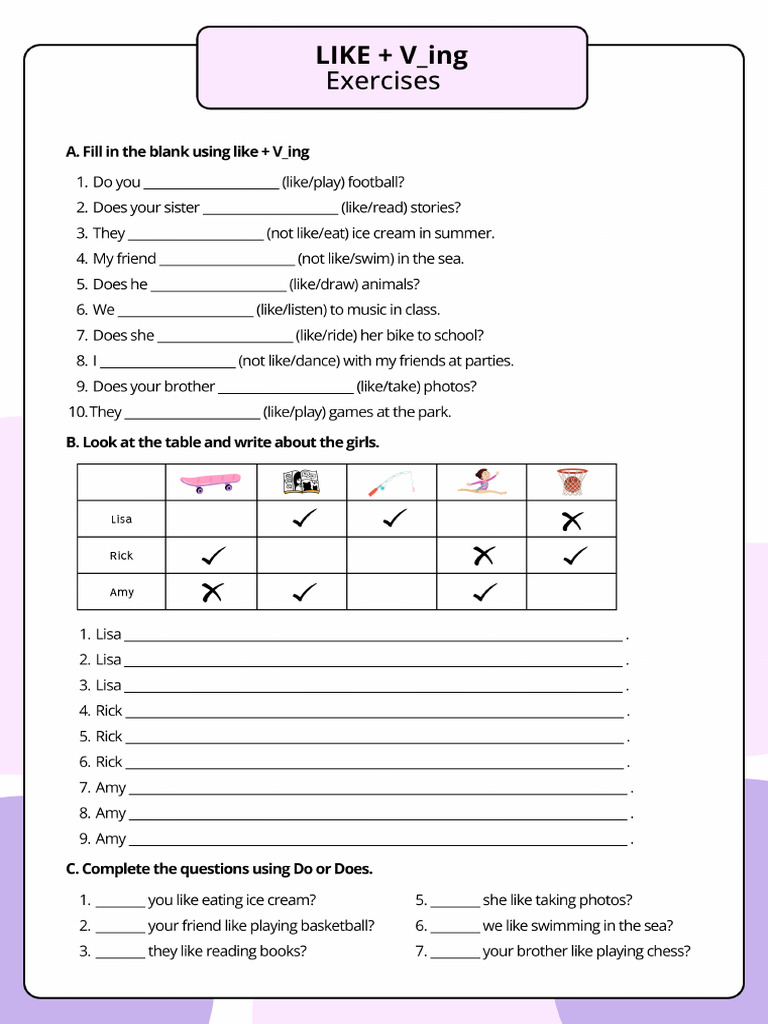 LIKE + V_ing Review | PDF