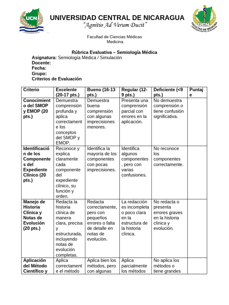 Rubrica - EMOP y SMOP | PDF | Medicina