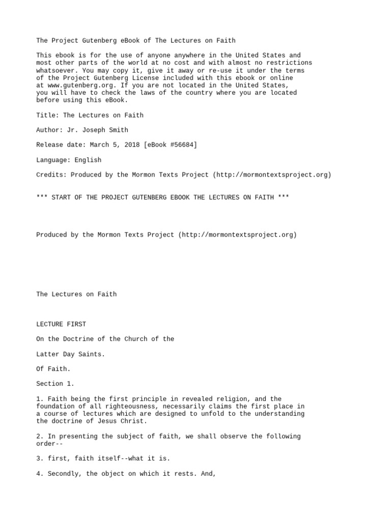 The Lectures On Faith | PDF | Adam | Cain And Abel