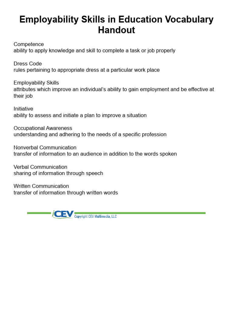 Employability Skills Vocab | PDF