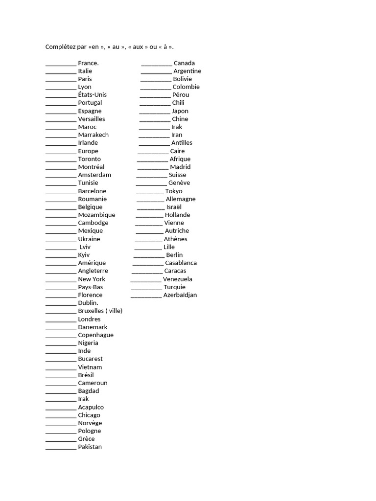 Les Prépositions de Lieux | PDF