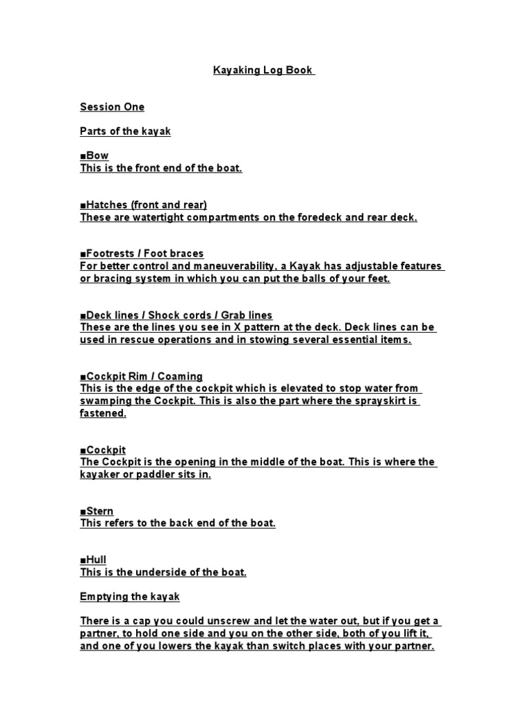 Kayaking Log Book | PDF | Kayak | Canoeing And Kayaking