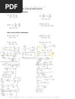 Elimination Method Worksheet Answers | PDF | Mathematics | Algebra