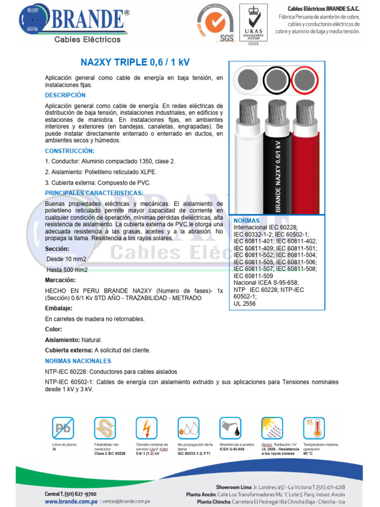 Ficha Na2xy | PDF | Aislador (Electricidad) | Conductor electrico