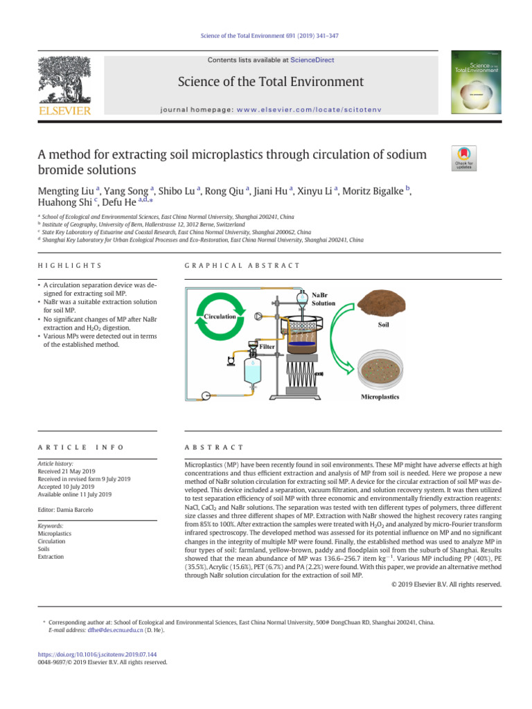 A method for extracting soil microplastics through | PDF | Student's T ...