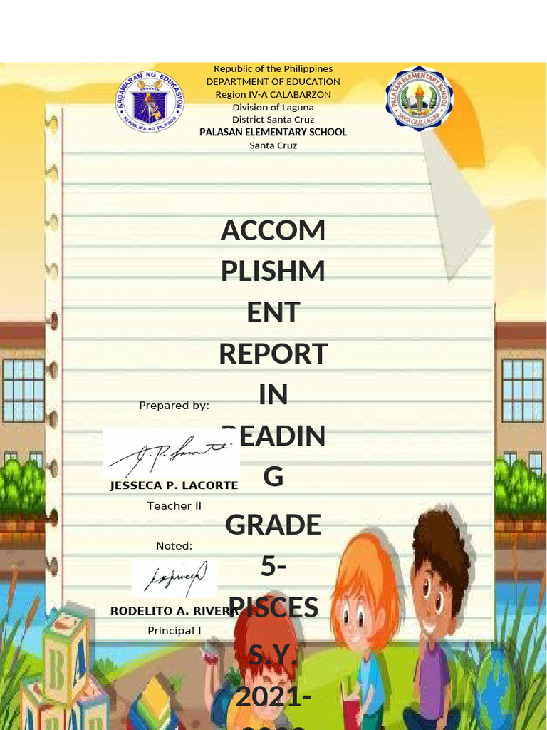 accomplishment report in reading grade 5 | PDF | Reading Comprehension | Education Theory