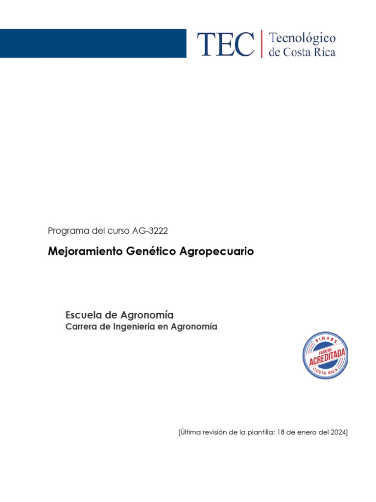 Public Programa Del Curso AG 3222 S1 2025 2 | PDF | Agronomía | Aprendizaje