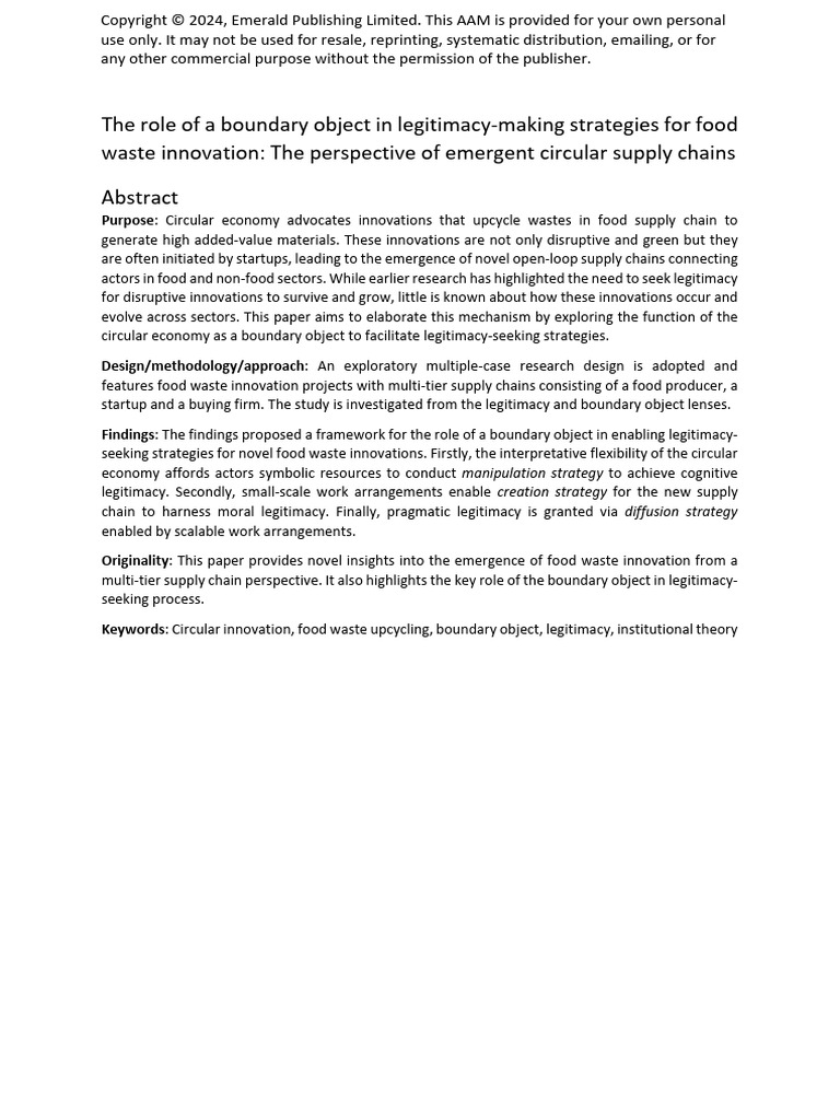 2023 - SCM - Full Manuscript | PDF | Validity (Statistics) | Innovation