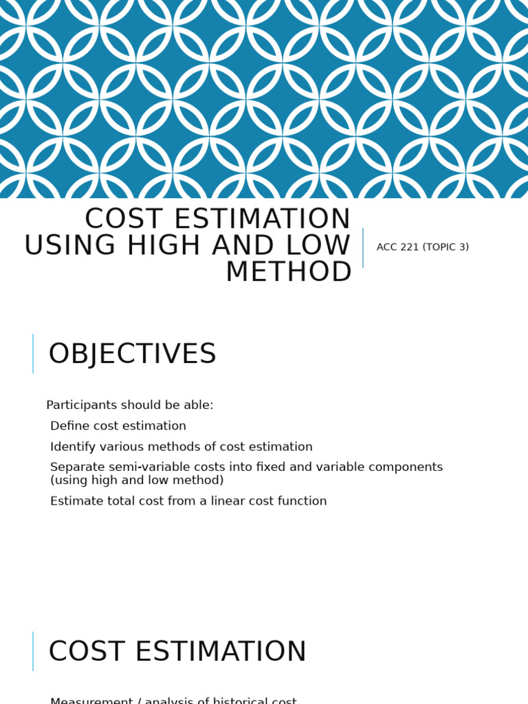 COST ESTIMATION USING HIGH AND LOW METHOD | PDF | Regression Analysis | Statistical Classification