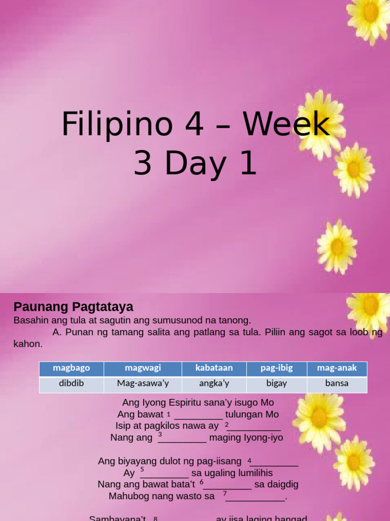 Filipino 4 - Week 3 - Day 1 | PDF